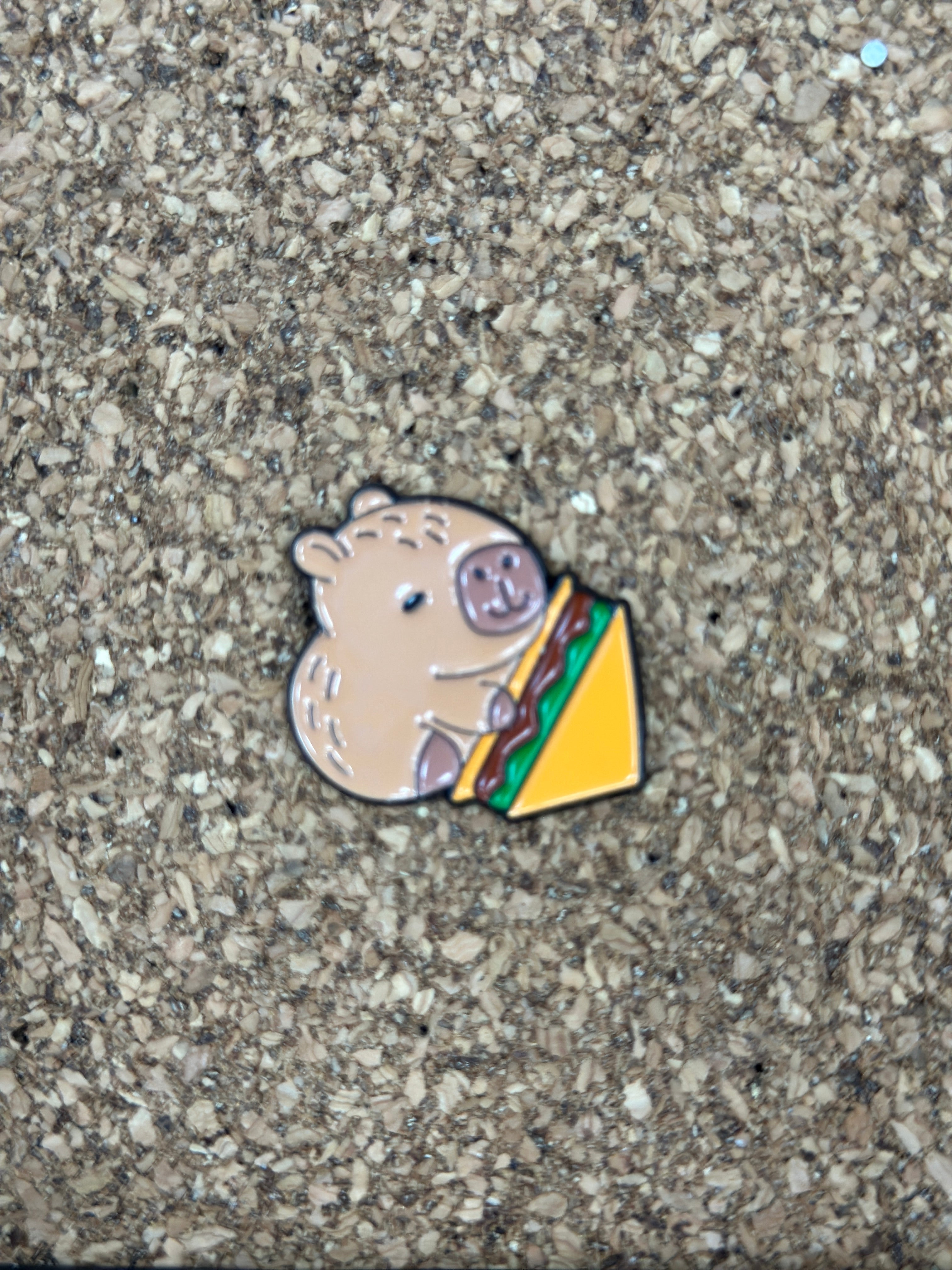 Capybara Sandwich Pin Badge – Kawaii Killmonster