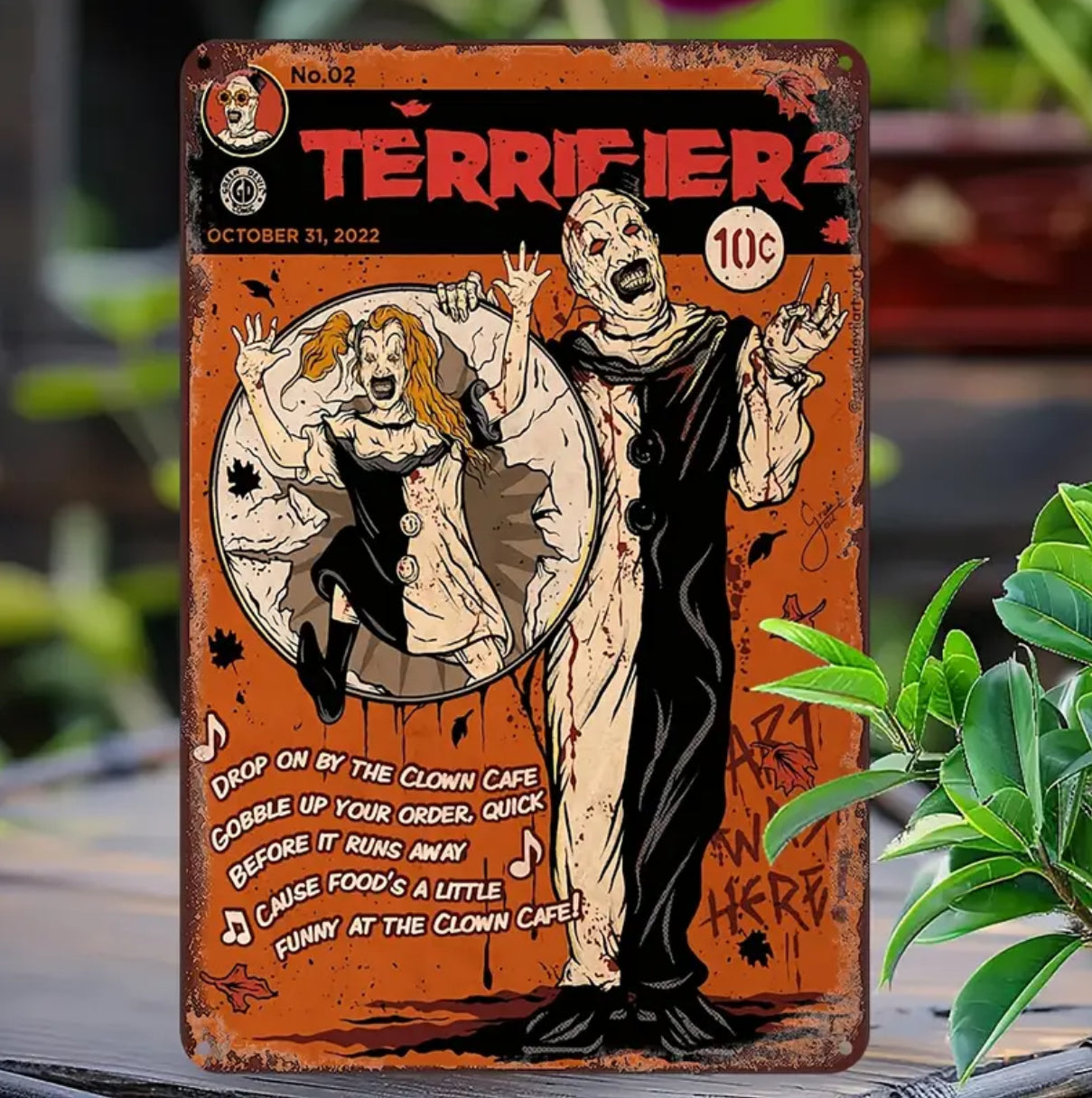 Terrifier 2 Comic Metal Sign – Kawaii Killmonster